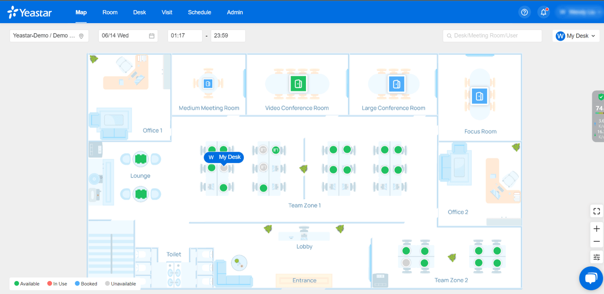 Innovative features of Yeastar Workplace office space management tool